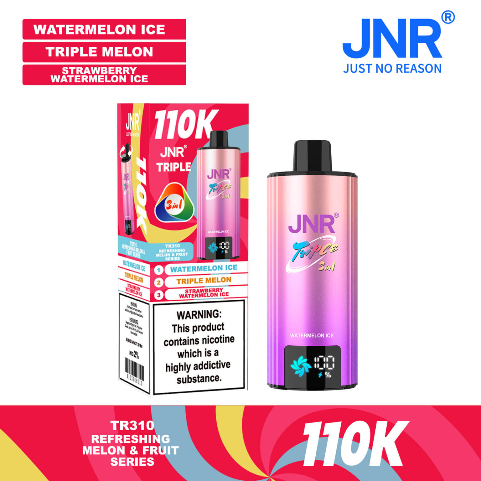 JNR Triple 3-in-1 110K Puffs Wegwerp Vape (5er Box) – 110.000 trekken ...