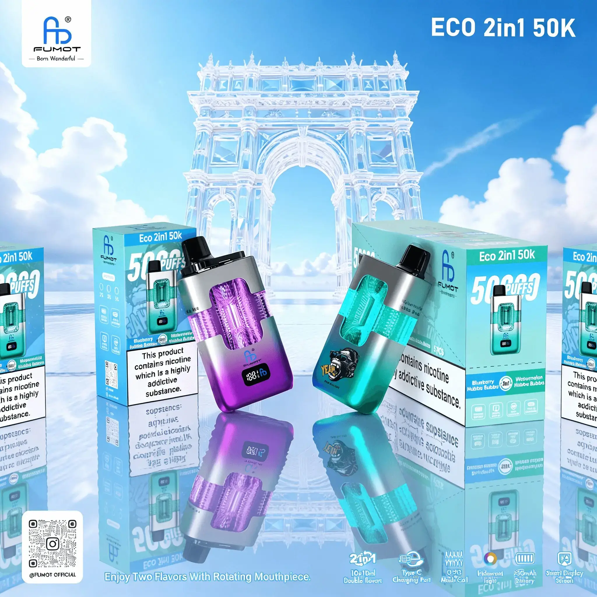 Fumot ECO 2in1 50000 Puffs engangs Vape – 10+10 ml dobbelt smag - Shop ...